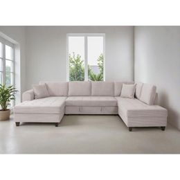 Trends by HG Wohnlandschaft &raquo;Moritz U-Form, B: 324 cm&laquo; mit Schlaffunktion, Bettkasten & Zierkissen 92% Polyester;8% Nylon B/H/T: 324cm x 86cm x 178cm,
