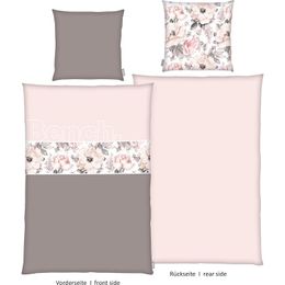 Wendebettw&auml;sche &raquo;Bench&laquo; mit Schriftzug rosa Renforc&eacute;, Obermaterial: 100% Baumwolle B/L: 135cm x 200cm, 1 Stk., 1 Stk., Renforc&eacute;, B/L: 80cm x 80cm