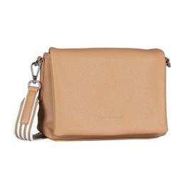 Tom Tailor Damen Tom Tailor Umh&auml;ngetasche &raquo;Orla Stripe&laquo; aus softem Kunstleder in modernem Look mit sommerlichem Stoffgurt beige B/H/T: 23cm x 16cm x 