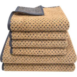 Dyckhoff Handtuch Set &raquo;Golden Shades Rhombus&laquo; Set 6 Stk. Walkfrottier Kuschelig weich; 4 Handt&uuml;cher (50x100cm), 2 Duscht&uuml;cher (70x140cm) gold Walkfrottier, 