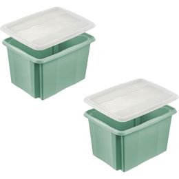keeeper Aufbewahrungsbox &raquo;Emil, Box mit Deckel, 2er Set, 30 L, 45 x 35 x 27 cm&laquo; ineinander und aufeinander stapelbar gr&uuml;n Kunststoff 2 Stk., B/H/T: 