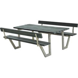 Plus Garten-Essgruppe &raquo;&raquo;Wega&laquo; Kombim&ouml;bel mit 2 R&uuml;ckenlehnen&laquo; 1 Stk. tlg. 177x185x76/45 cm grau Polywood, Stahl B/H/T: 185cm x 76cm x 177cm