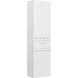 Hochschrank &raquo;Quickset Badschrank 50 cm breit, 4 T&uuml;ren, 1 Schublade, 3 Einlegeb&ouml;den&laquo; Badezimmer-Hochschrank inkl. T&uuml;rd&auml;mpfer, Griffe in Chrom gl&auml;nzend 