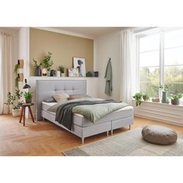 ATLANTIC HOME COLLECTION Boxbett &raquo;Barnett&laquo; mit Taschenfederkern-Matratze und Topper grau Strukturstoff, Liegefl&auml;che B/L: 140cm x 200cm, Gewicht bis: 