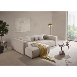 LeGer Home by Lena Gercke Ecksofa &raquo;PIARA XXL Strukturstoff, Big-Sofa, L-Form&laquo; wahlweise Ottomane rechts/links, Kedernaht, extra tiefe Sitzfl&auml;che beige