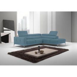 Egoitaliano Ecksofa &raquo;Claudie, Designsofa mit extrakomfortablem Sitzkomfort, L-Form&laquo; Inkl. Kopfteilverstellung, L-Form blau Luxus-Microfaser (100% Polyester) Leder