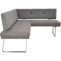 K+w Komfort & Wohnen K+W Komfort & Wohnen Eckbank &raquo;Giacomo II Esszimmerbank&laquo; Flachstahlkufe in edelstahlfarbig lackiert, R&uuml;cken und Sitz gesteppt grau B/H/T: 207cm x 91cm 
