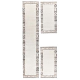 Theko Bettumrandung &raquo;Royal Natur 6030&laquo; H&ouml;he 14 mm 3 Stk. tlg. reine Wolle, handgetuftet, mit Bord&uuml;re beige Obermaterial: 100% Wolle B/L (Br&uuml;cke): 70cm