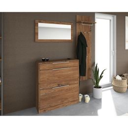 borchardt M&ouml;bel borchardt M&ouml;bel Garderoben-Set &raquo;Oliva, Schuhschrank, Spiegel, Garderobenpaneel&laquo; 3 Stk. tlg. braun Holzwerkstoff Einheitsgr&ouml;&szlig;e