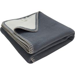 Framsohn frottier Wohndecke &raquo;Bio Flanell Doubleface&laquo; mit Ziernaht, GOTS zertifiziert grau Baumwolle B/L: 150cm x 200cm