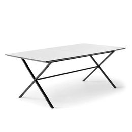 Esstisch &raquo;Meza Designtisch mit Auszugsfunktion und 2 Einlegeplatten&laquo; wei&szlig; Tischplatte: Weiss Laminat (schwarzer Rand), Gestell: Pulverbeschichtetes 