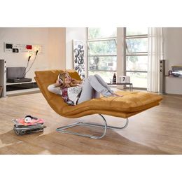 W.Schillig Relaxliege &raquo;daily dreams&laquo; in Waffelkissen-Optik, wahlweise mit Motor, Freischwingergestell gelb Stoff S37 (100% Polyester) B/H/T: 95cm x 