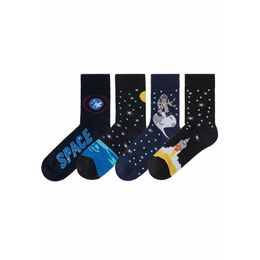 H.I.S. H.I.S Socken in 2x blau-gemustert, 2x schwarz-gemustert | Gr.: 39-42