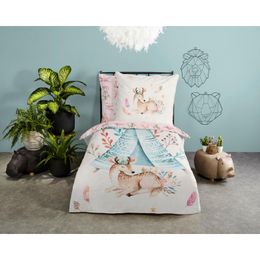 Good Morning Kinderbettw&auml;sche &raquo;Boho&laquo; 2 Stk. 100% Baumwolle, 135x200, Rei&szlig;verschluss, Wende, Kind, M&auml;dchen, pastell rosa Renforc&eacute;, Obermaterial: 100% 