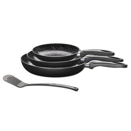 King Pfannen-Set Aluminium Set, je 1x Bratpfanne &Oslash; 20 cm - H. 3,5 cm, &Oslash; 24 cm - 4 cm, &Oslash; 28 cm, 5 cm, 4 Stk. tlg. Induktion schwarz &Oslash; 28cm