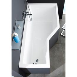 Ottofond Badewanne &raquo;Cello&laquo; H&ouml;he 61 cm mit Wannentr&auml;ger, Ablaufgarnitur und 1-tlg Echtglas Wannenaufsatz wei&szlig; Sanit&auml;racryl Wanne rechts