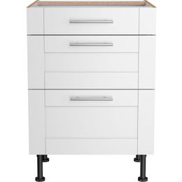 KOCHSTATION Unterschrank &raquo;KS-Ahus&laquo; Breite 60 cm braun wildeiche Nachbildung, B/H/T: 60cm x 87cm x 58,4cm, Schubladen: 3 Stk.