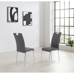 Hela Esszimmerstuhl &raquo;Andrea&laquo; (Set) 2 Stk.2 oder 4 St&uuml;ck grau 97% Polyurethan, 3% Baumwolle;Kunstleder B/H/T: 43cm x 100cm x 64cm, 2 Stk., Kunstleder