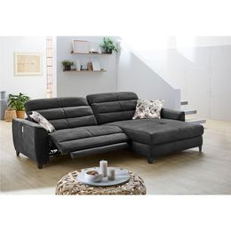 Jockenh&ouml;fer Ecksofa &raquo;Double One L-Form, B: 288 cm, 2x120 cm breite, elektr. Relaxfunktionen&laquo; Kopfteilverstellung, USB-Anschluss & Zierkissen schwarz Luxus-