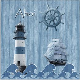 Artland Wandbild &raquo;Ahoi im maritimen Blau&laquo; K&uuml;ste 1 Stk. tlg. als Alubild, Leinwandbild in verschied. Gr&ouml;&szlig;en blau B/H/T: 50cm x 50cm, Alu-Dibond-Druck K&uuml;ste, 1 