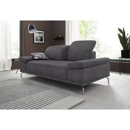 OTTO home 2-Sitzer &raquo;Caluna&laquo; mit Sitztiefen- und Kopfteilverstellung grau Luxus-Microfaser Vintageoptik (100% Polyester);Flachgewebe (100% Polyester);