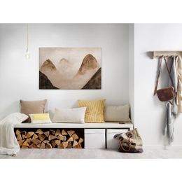 A.S. Cr&eacute;ation Leinwandbild &raquo;Misty Rocks&laquo; Berge Kunst 1 Stk. tlg. Nebel Keilrahmen Berg Gebirge Landschaft Leinwand-Bild Wohnzimmer Wand beige Holz, Stahl B/H/T: 
