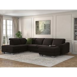 Sit & More sit&more Wohnlandschaft &raquo;Dundee U-Form&laquo; mit Federkern und Edelstahlf&uuml;&szlig;en, wahlweise mit Kopfteilverstellung braun B/H/T: 338cm x 86cm x 219cm, Luxus-