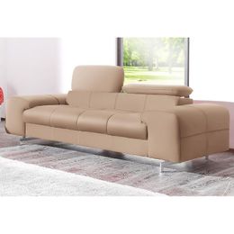 COTTA 2-Sitzer &raquo;Chef&laquo; Big-Sofa mit Kopfteilverstellung, edle Metallkufen braun Softlux -Kunstleder;NaturLeder (echtes Rindsleder);Luxus-Microfaser (