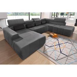 DOMO collection Wohnlandschaft &raquo;BRANDON whlw. mit Sitztiefenverstellung, whlw. Nierenkissen&laquo; mit Kopfteilverstellung, wahlweise Sitztiefenverstellung,