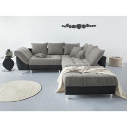 Collection AB Ecksofa &raquo;Innsbruck L-Form, B: 247 cm&laquo; Set: Sofa & Hocker, 3 Zierkissen, Federkern schwarz Microfaser PRIMABELLE (100% Polyester), 