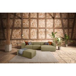 W.Schillig Ecksofa &raquo;around-the-block Mega Sofa, viel Platz und hoher Sitzkomfort, L-Form&laquo; mit eleganter Biese, mit Federkern, Breite 341 cm gr&uuml;n 