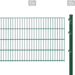 Arvotec Doppelstabmattenzaun &raquo;ESSENTIAL 83 zum Einbetonieren&laquo; Zaunh&ouml;he 83 cm, Zaunl&auml;nge 2 - 60 m gr&uuml;n Kunststoff, Stahl H/L: 83cm x 42m, Pfosten: 22 Stk.