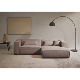 LeGer Home by Lena Gercke Ecksofa &raquo;PIARA Struktur mit Kedernaht L-Form&laquo; wahlweise Ottomane rechts/links, schwarze F&uuml;&szlig;e, bequemer Sitzkomfort braun 100