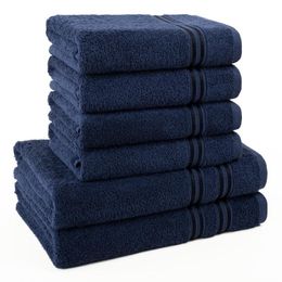 HAMMETEX Handtuch Set &raquo;6-teiliges Handtuch Set, 100% Baumwolle, Weich & Saugstark&laquo; Set 6 Stk. Frottier mit Bord&uuml;re, einfarbig, weich blau Frottier, 
