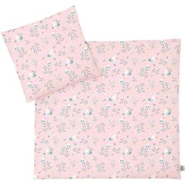Julius Z&ouml;llner Kinderbettw&auml;sche &raquo;Rosalie&laquo; 2 Stk. rosa Renforc&eacute;, Obermaterial: 100% Baumwolle B/L: 80cm x 80cm, 1 Stk., 1 Stk., Renforc&eacute;, B/L: 35cm x 40cm, 2 Stk.