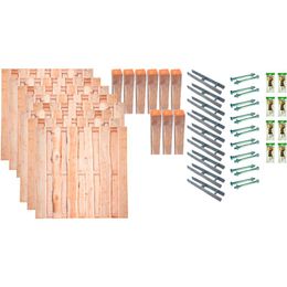 TETZNER & JENTZSCH Bohlenzaun &raquo;Lincoln 6&laquo; 8 Elemente, LxH: 1521x180 cm beige Holzwerkstoff H/L: 180cm x 15,21m, Pfosten: 9 Stk.