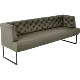 K+w Komfort & Wohnen K+W Komfort & Wohnen Polsterbank &raquo;Creso&laquo; im modernen Chesterfield-Look, mit schwarzen Kufenf&uuml;&szlig;en beige Bronco: Nappaleder pigmentiert, Dickleder, 1, 3