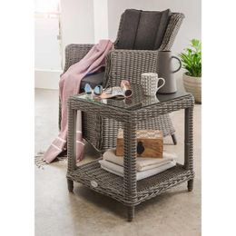 Destiny Balkonset &raquo;Luna Merano&laquo; Set, 4 Stk. tlg. Aluminium, Polyrattan grau Aluminium, Glas, Polyrattan B/H/T: 60cm x 87cm x 71cm, Polyester