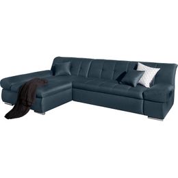 DOMO collection Ecksofa &raquo;MONA 297x173 cm, modern und komfortabel&laquo; whlw. mit Bettfunktion, L-Form blau Struktur fein 100% Polyester;Chenilleoptik 100% 