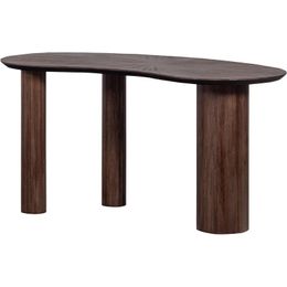 Woood Schreibtisch &raquo;Sun aus Teakholz mit organischer Form und Standfu&szlig; 150x62x76 cm&laquo; Einfach zu montieren, sichtbare Maserung braun B/H/T: 150cm x 