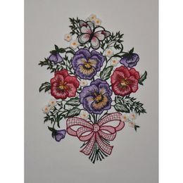 Stickereien Plauen Fensterbild &raquo;Veilchen&laquo; bunt Textil B/L: 20cm x 28cm
