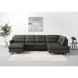 Sit & More sit&more Wohnlandschaft &raquo;Far&ouml; U-Form&laquo; inklusive Federkern, wahlweise mit Schlaffunktion und Bettkasten grau B/H/T: 325cm x 90cm x 187cm, Microfaser, 