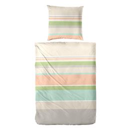 Primera Bettw&auml;sche &raquo;Mako-Satin-Bettw&auml;sche Line Art&laquo; 2 Stk. mit Streifen beige Mako-Satin, Obermaterial: 100% Baumwolle B/L: 155cm x 220cm, 1 Stk., 1 Stk., 