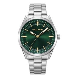 Police Herren Quarzuhr &raquo;Grille&laquo; Armbanduhr, Herrenuhr, Edelstahlarmband, analog gr&uuml;n Einheitsgr&ouml;&szlig;e