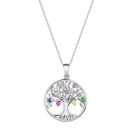 Firetti Damen Kette mit Anh&auml;nger &raquo;Geschenk Silber 925 Halsschmuck Halskette Ankerkette Baum des Lebens&laquo; mit Zirkonia (synth.) bunt Silber 925 (