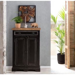Sit Highboard &raquo;CORSICA Vintage aus Mangoholz mit T&uuml;ren & Schublade&laquo; Vier feste Einlegeb&ouml;den f&uuml;r strukturierten Stauraum schwarz Holz teilmassiv B/H/T: