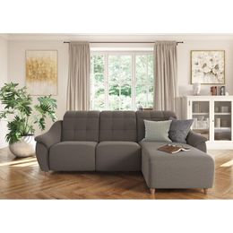 Home Affaire Ecksofa &raquo;Boston L-Form&laquo; Kopfteilverstellung an jeder Sitzfl&auml;che, wahlweise Relaxfunktion braun Struktur (100% Polyester);Luxus-Microfaser