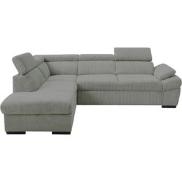 exxpo - sofa fashion Ecksofa inkl. Kopf- und Armteilverstellung, wahlweise mit Bettfunktion B/H/T: 270cm x 78cm x 207cm, Cord, Ottomane links, ohne 
