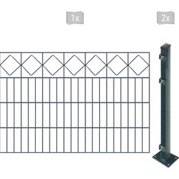 Arvotec Doppelstabmattenzaun &raquo;EASY 80 zum Aufschrauben "Karo" mit Zierleiste&laquo; Zaunh&ouml;he 80 cm, Zaunl&auml;nge 2 - 60 m grau Kunststoff, Stahl H/L: 80cm x 2m, 