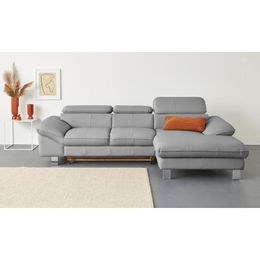 COTTA Ecksofa &raquo;Driver L-Form, B: 268 cm&laquo; Kopfteilverstellung, optional Schlaffunktion & Bettkasten grau LEDER BEEFY (ein abgedecktes Spalt-Rindsleder)